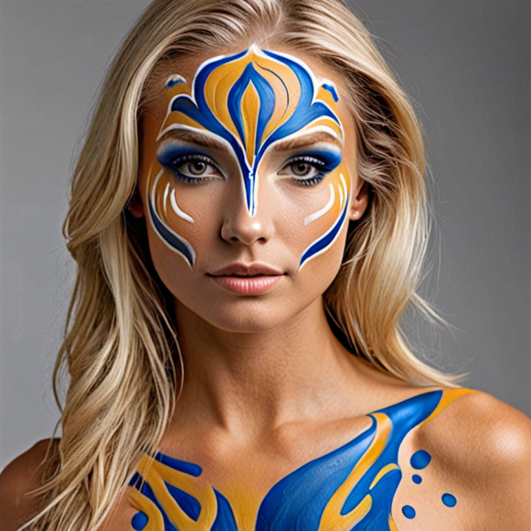ultra realistic blond female with bodypaint