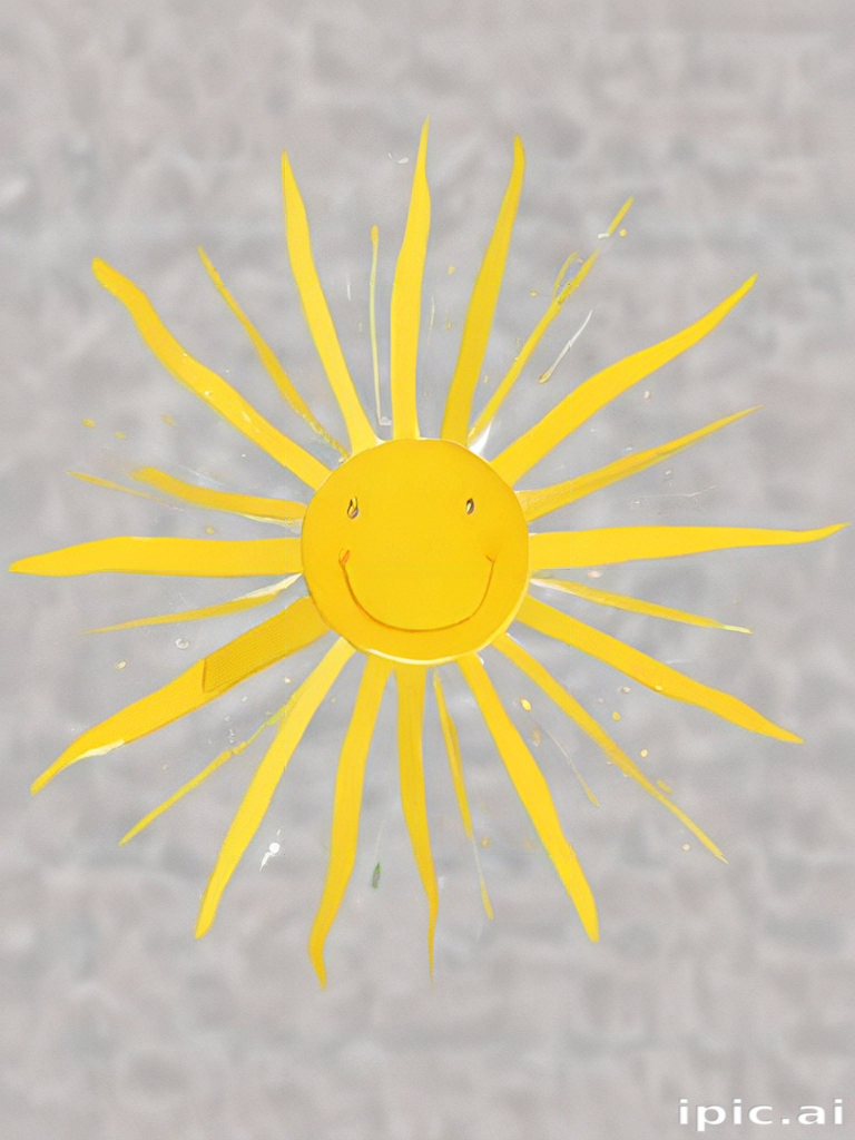 A Bright and Cheerful Yellow Sun with a Smiling Face and Rays.