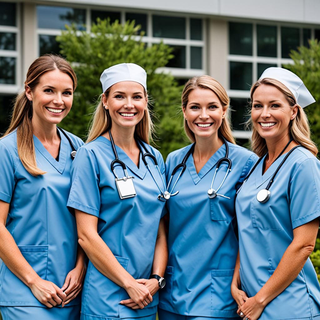 HI-RES PHOTO OF NURSES OUTSIDE smiling