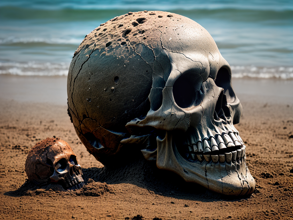 dirt skull being destroyed by water