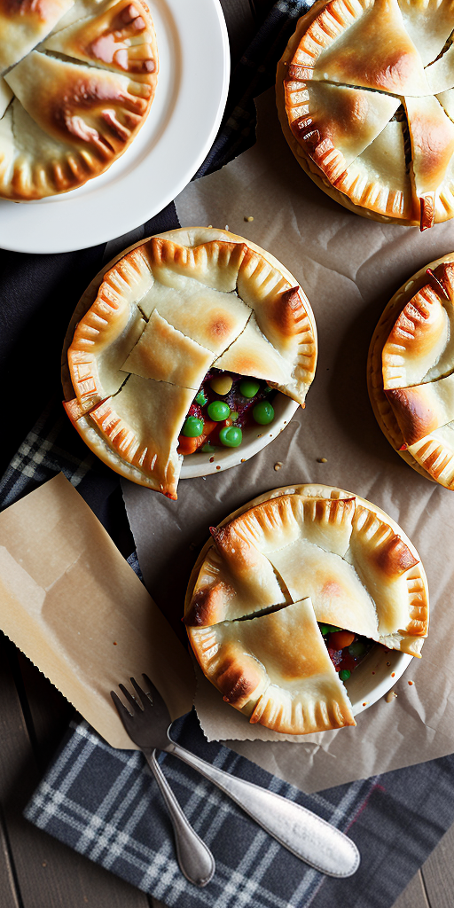 Delicious Mini Pies Filled with Colorful Candies on a Rustic Table