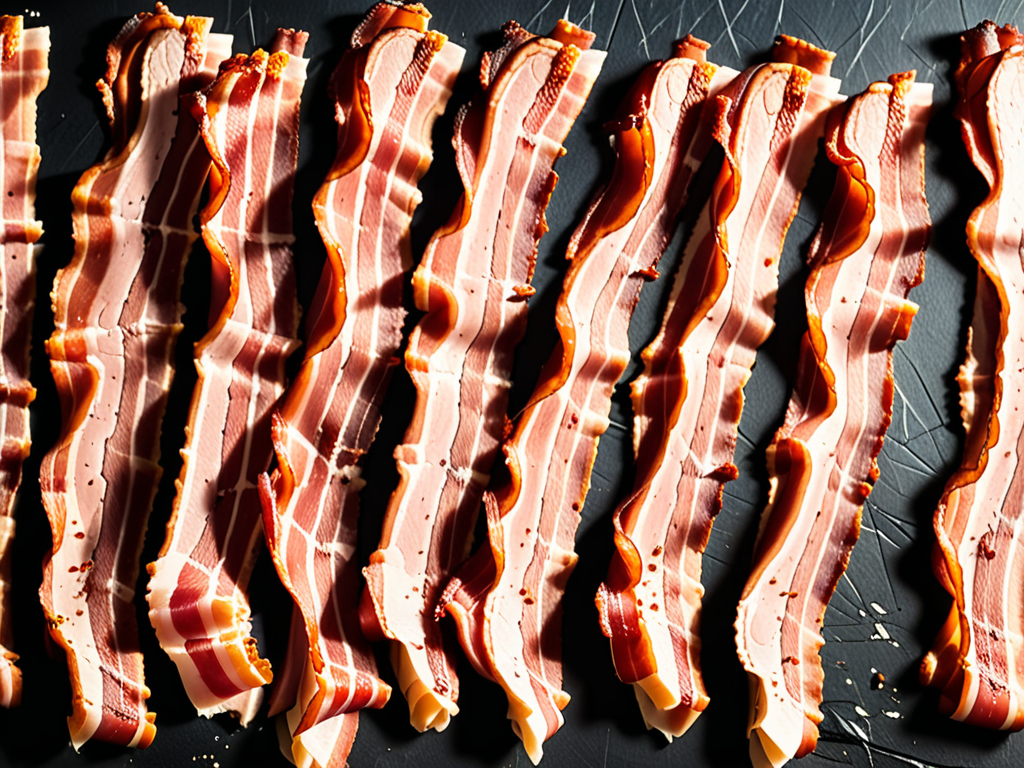 Artfully Arranged Strips of Bacon Creating a Delicious Culinary Display