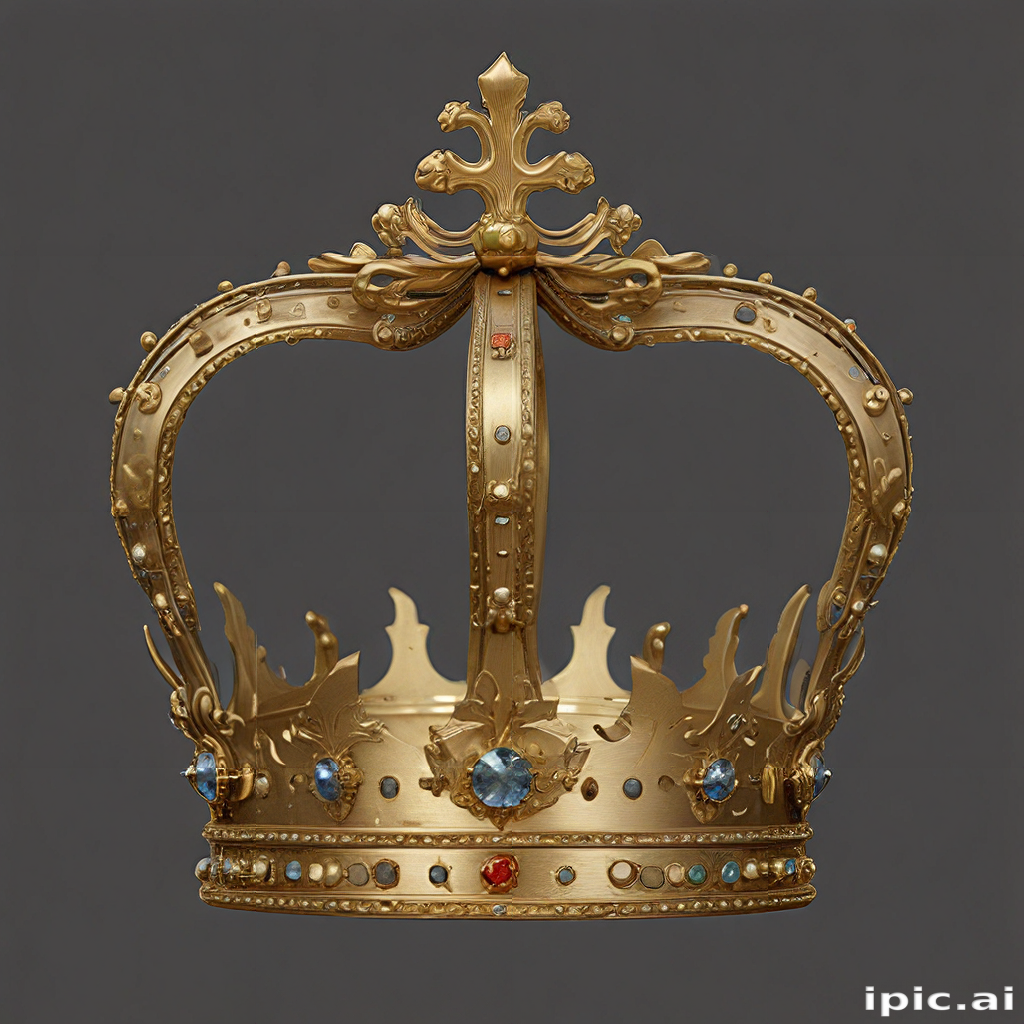 Exquisite Golden Crown Adorned with Colorful Jewels and Intricate Details